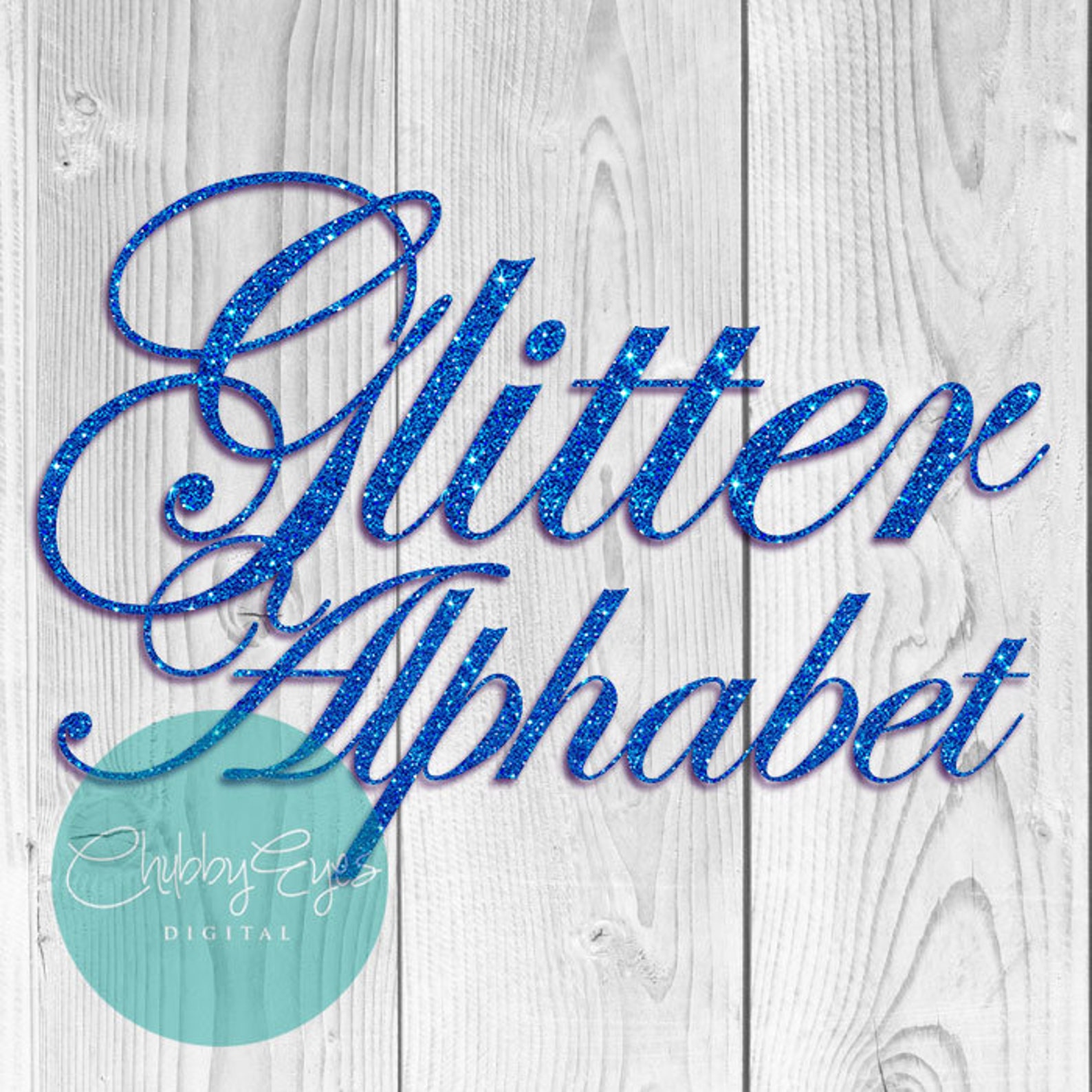 Blue Glitter Alphabet, Numbers and Punctuation Clip Art, Digital ...