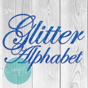 Blue Glitter Alphabet, Numbers and Punctuation Clip Art, Digital ...