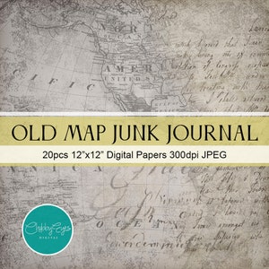 Old Maps and Old Writing Collage Papers, Printable Vintage Junk Journal ...