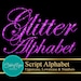 Purple Glitter Alphabet, Numbers and Punctuation Clip Art, Digital ...