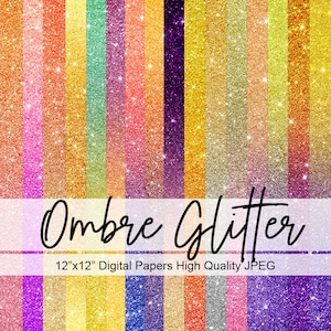 Ombre Glitter Digital Papers, Gradient Shinny Scrapbook Papers ...