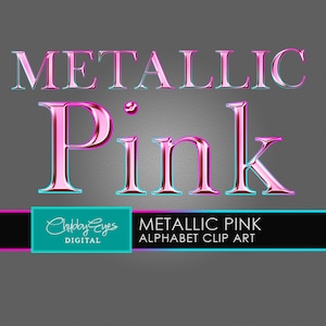 Metallic Pink Digital Alphabet, Numbers and Punctuation Clip Art ...
