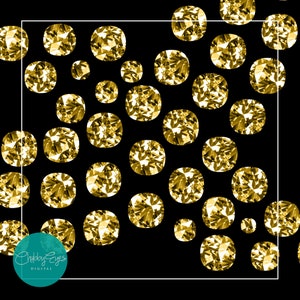 Diamond Dot Alphabet Clip Art, Gold Shiny Diamond Alphabet Digital ...