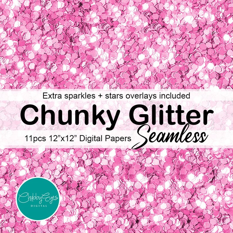 Pink Chunky Glitter Digital Papers Seamless Scrapbook Papers - Etsy