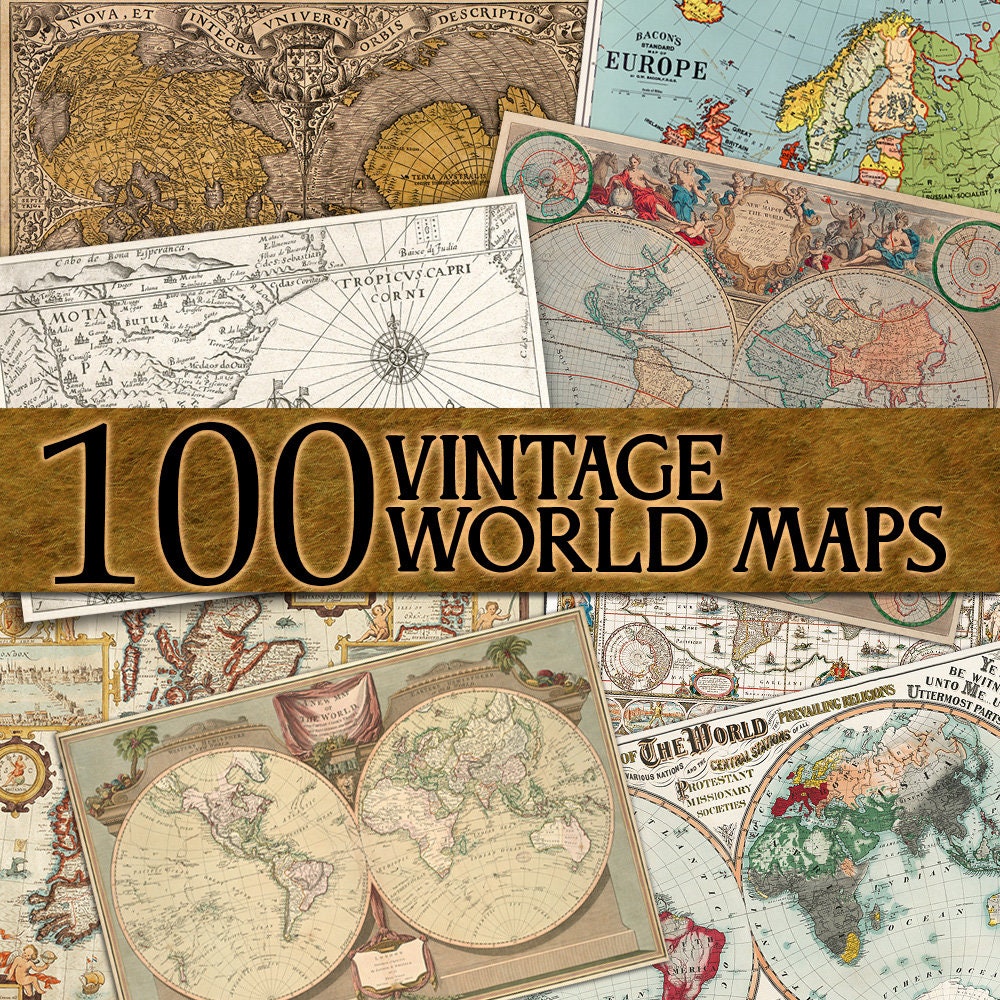 100 Vintage World Maps Old Maps Antique Maps Digital Maps - Etsy Canada
