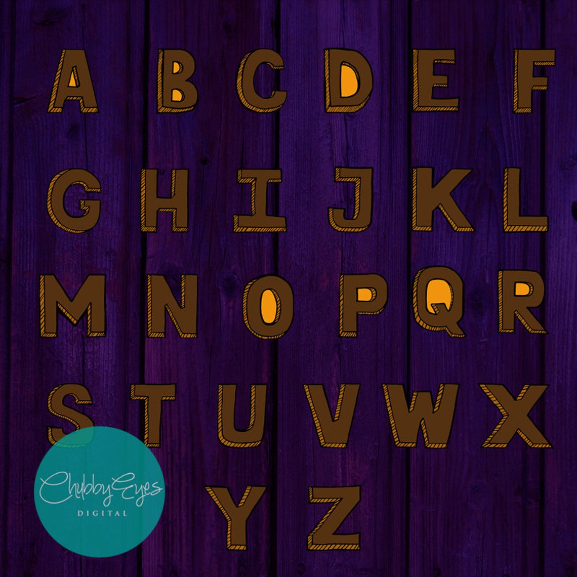 Halloween Digital Alphabet, Pumpkin Alphabet Clip Art, Alphabet Clipart ...
