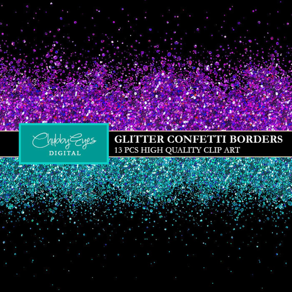 Chunky Mix Glitter Confetti Borders Digital Glitter Clip Art - Etsy