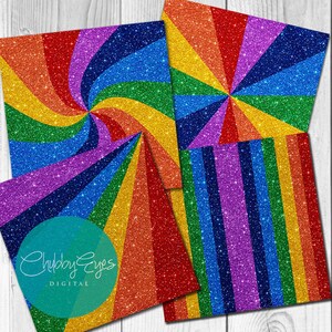 Rainbow Glitter Digital Papers, Scrapbook Papers, Rainbow Sparkles ...