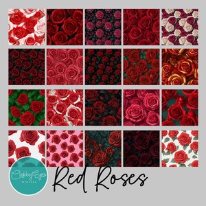 Red Roses Seamless Pattern Digital Papers, Red Roses Background ...
