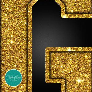 Gold Glitter Varsity Alphabet Clip Art, Sport College Style PNG Letters ...