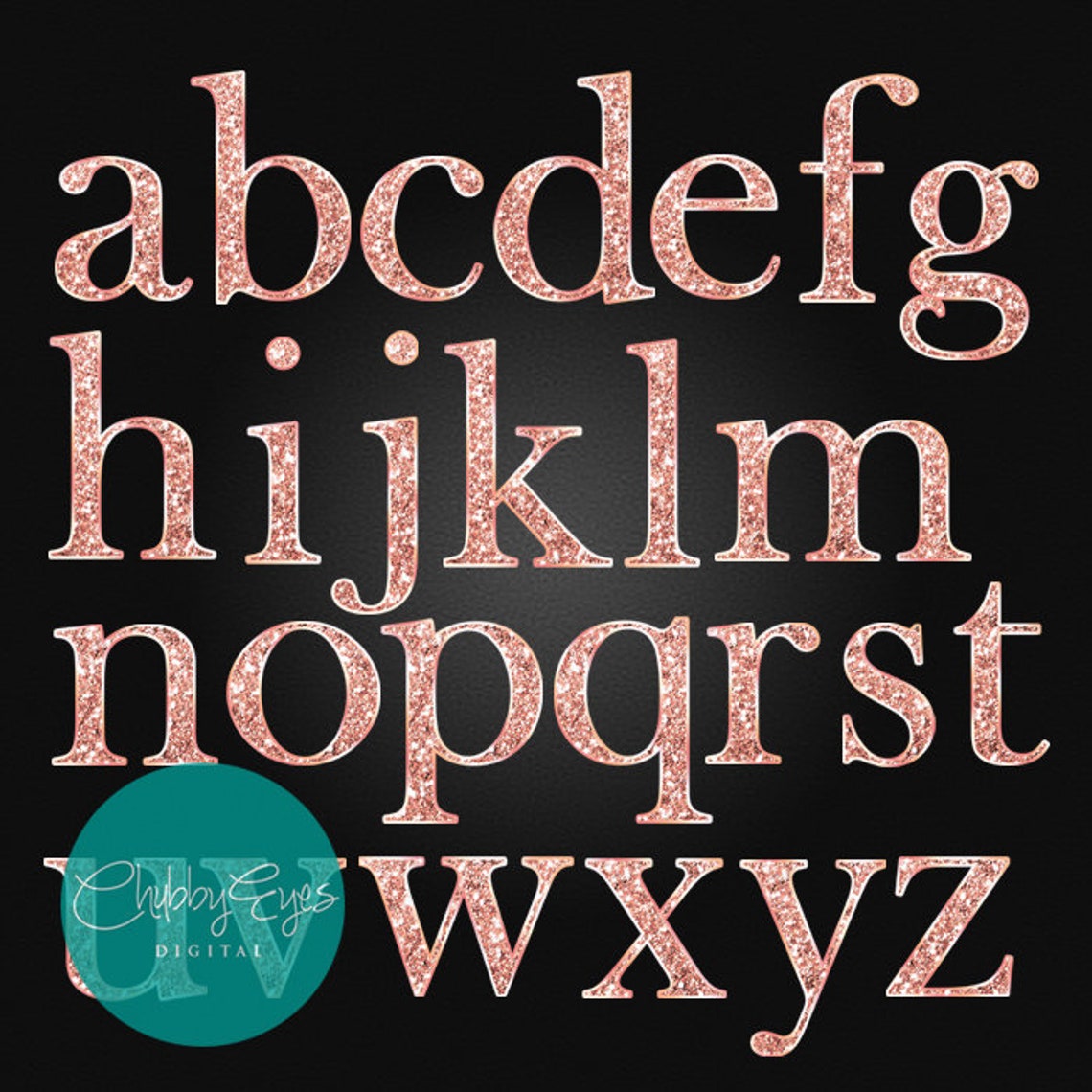 Rose Gold Glitter Digital Alphabet Numbers and Punctuation - Etsy