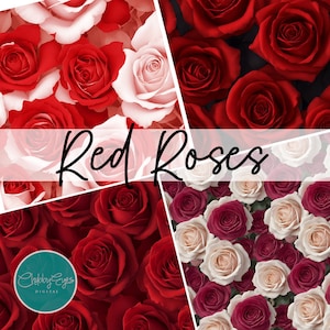 Red Roses Seamless Pattern Digital Papers, Red Roses Background ...