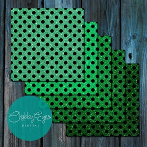Green Glitter Polka Dot Digital Papers, Scrapbook Papers Black Polka ...