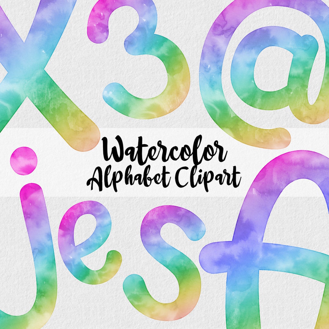 Watercolor Alphabet Clip Art, Rainbow Alphabet- Digital Instant ...
