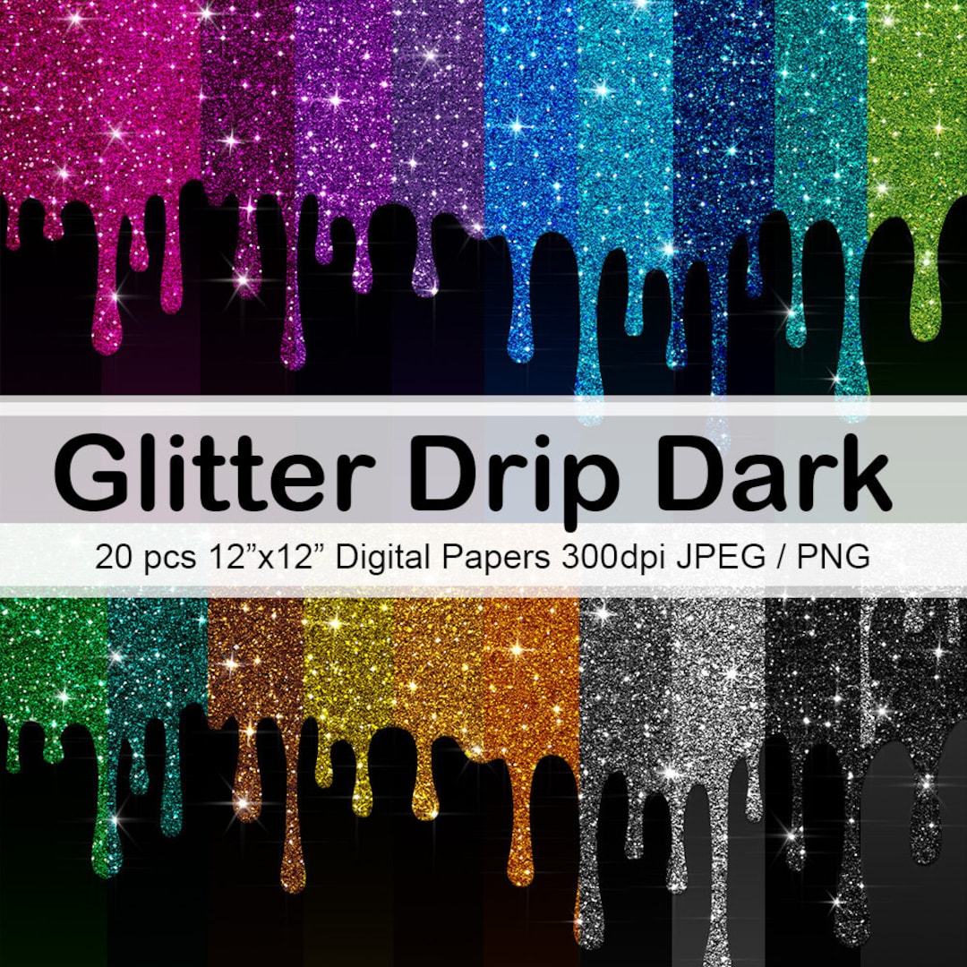Dark Glitter Drip Digital Papers, Ombre Dark Gradient Background ...