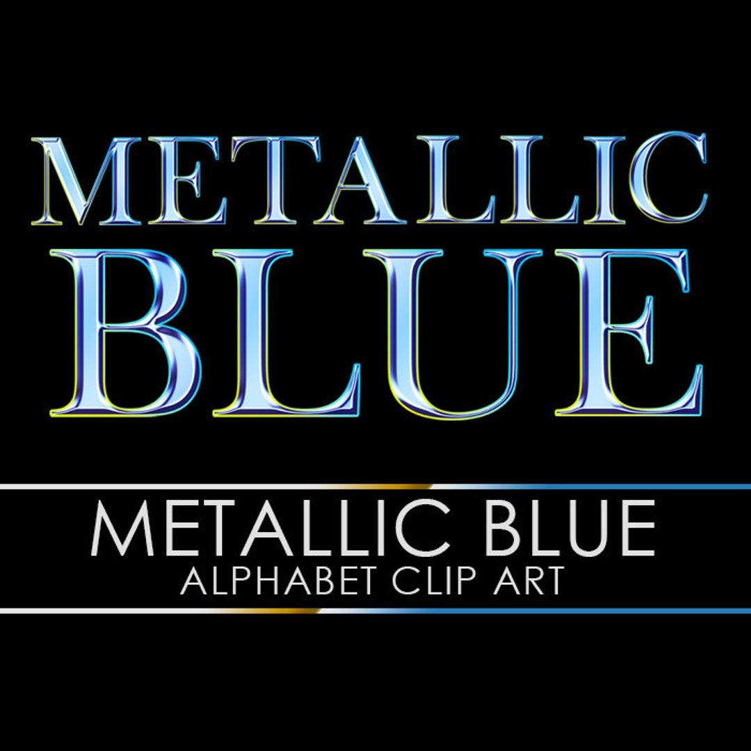 Metallic Blue Digital Alphabet, Numbers and Punctuation Clip Art ...