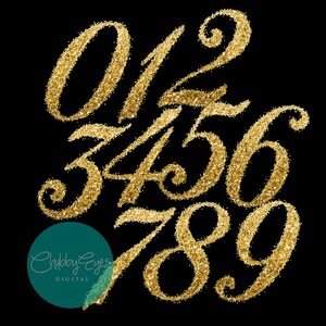 Chunky Gold Glitter Alphabet, Numbers Clip Art, Digital Sparkle Font ...