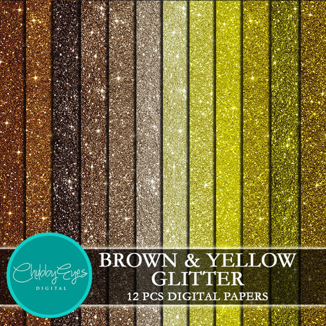Yellow & Brown Glitter Digital Papers, Scrapbook Papers Sparkles ...