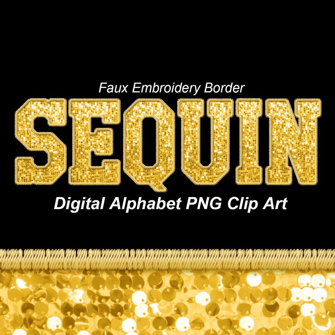 Yellow Sequin Varsity Alphabet Clip Art, PNG Letters (digital Download ...