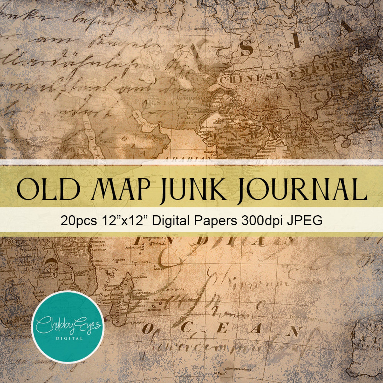 Old Maps and Old Writing Collage Papers, Printable Vintage Junk Journal ...