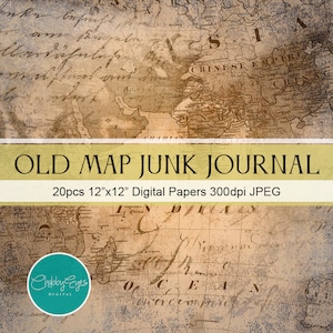 Old Maps and Old Writing Collage Papers, Printable Vintage Junk Journal ...