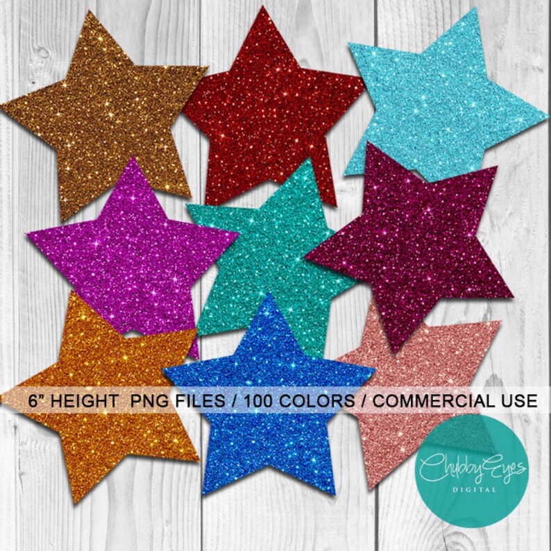 Glitter Stars Clipart 100 Colors Digital Glitter Clip Art - Etsy