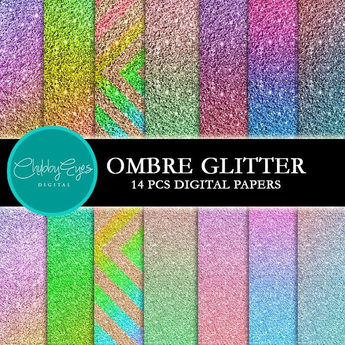 Ombre Glitter Digital Papers Instant Download Scrapbook Papers | Etsy