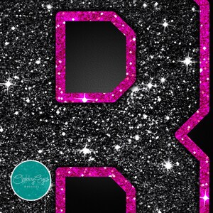 Black Pink Glitter Varsity Alphabet Clip Art, Sport College Style ...