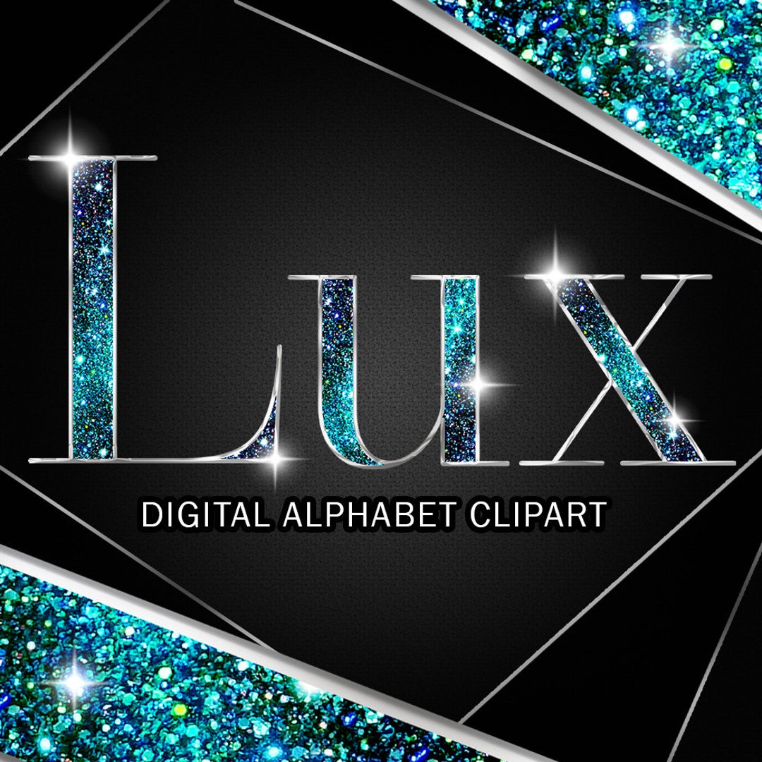 Blue Glitter Alphabet Clip Art, Lettering Clip Art- Digital Instant ...