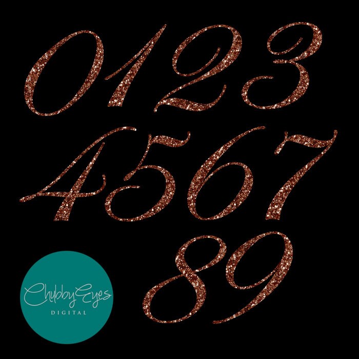 Brown Chunky Glitter Alphabet Clip Art Numbers and - Etsy