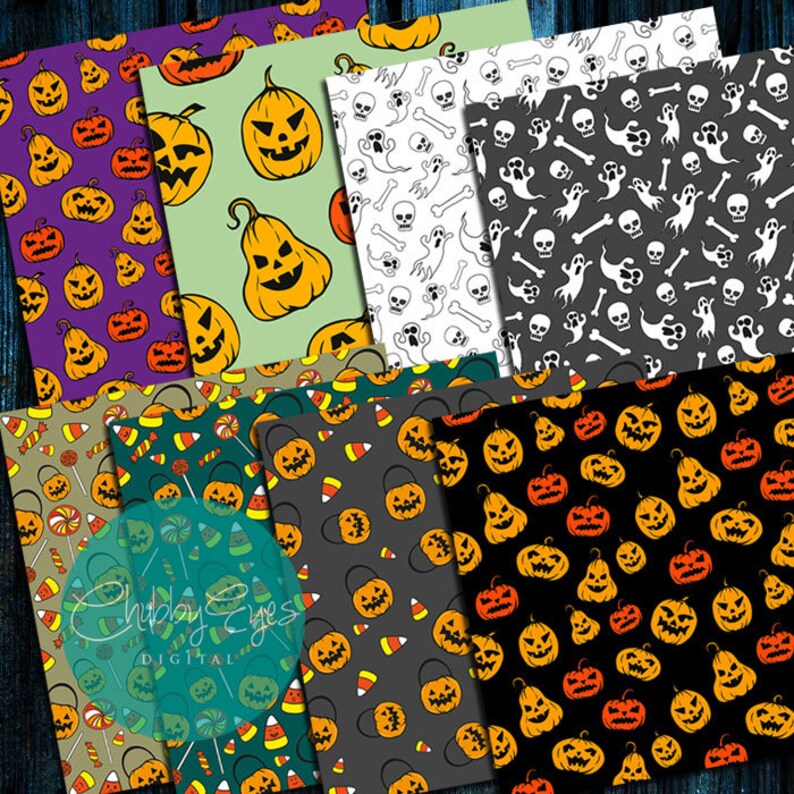 Halloween Digital Papers Halloween Scrapbook Papers Glitter | Etsy