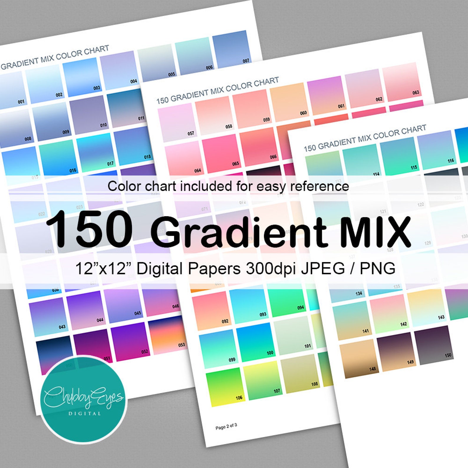 150 Gradient Mix Papers Ombre Color Digital Papers Gradient - Etsy