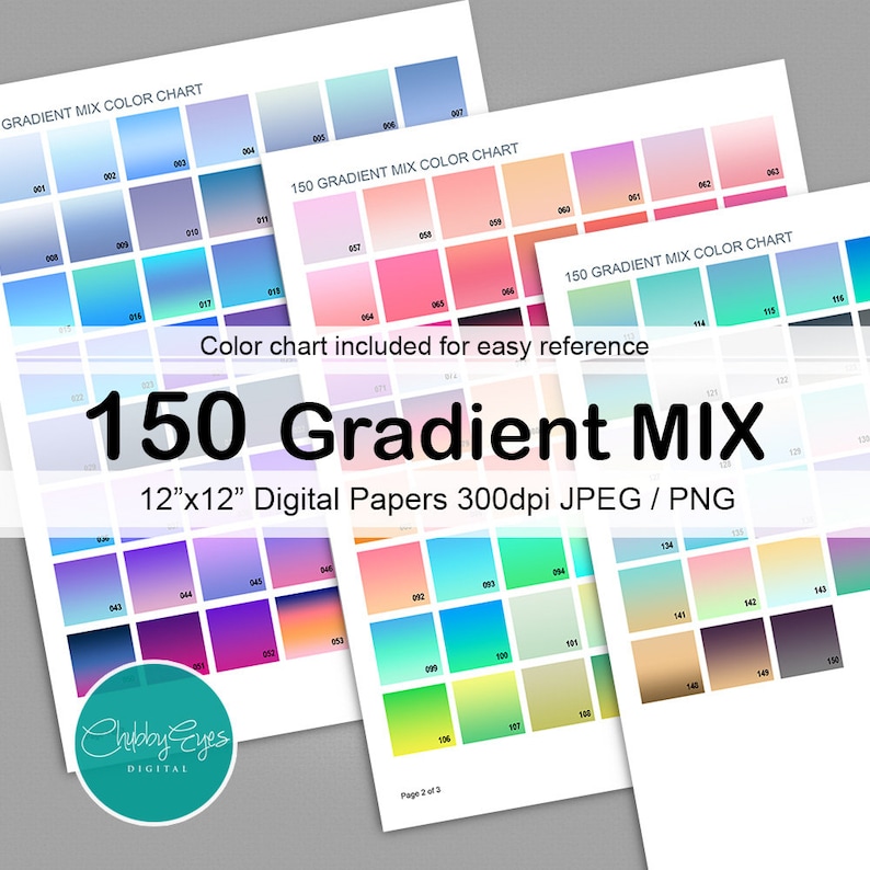 150 Gradient Mix Papers Ombre Color Digital Papers Gradient - Etsy