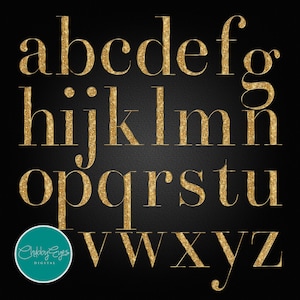 Gold Glitter Alphabet Clip Art, Gold Lettering Clip Art- Digital ...