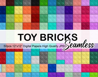Colorful Toy Bricks Digital Papers, Colorful Building Blocks Background ...