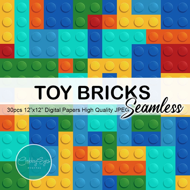 Colorful Toy Bricks Digital Papers, Building Blocks Background (digital ...