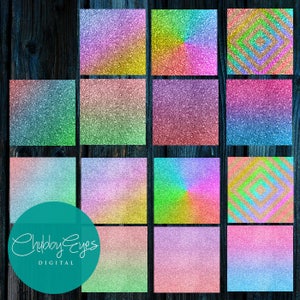 Ombre Glitter Digital Papers Instant Download Scrapbook Papers Colorful ...