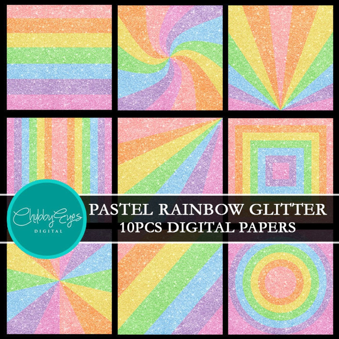 Rainbow Glitter Digital Papers, Scrapbook Papers, Glitter Pattern ...