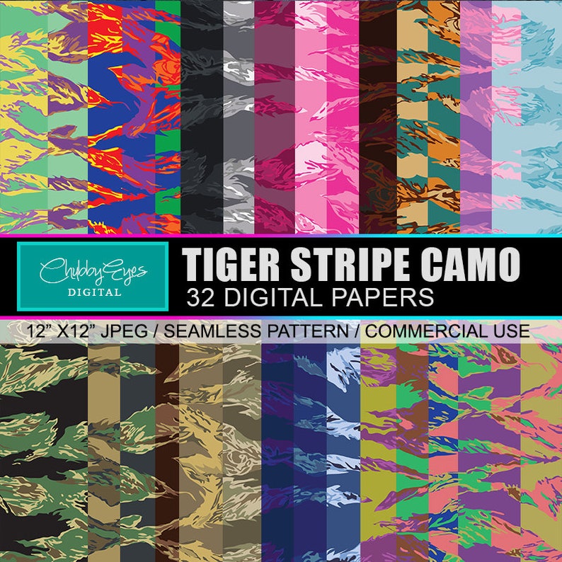 Camouflage Digital Papers Colorful Scrapbook Papers Military - Etsy