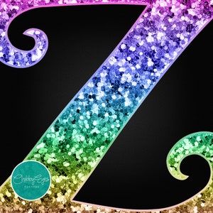 Rainbow Glitter Alphabet Clip Art, Colorful Glam Clip Art- Digital ...