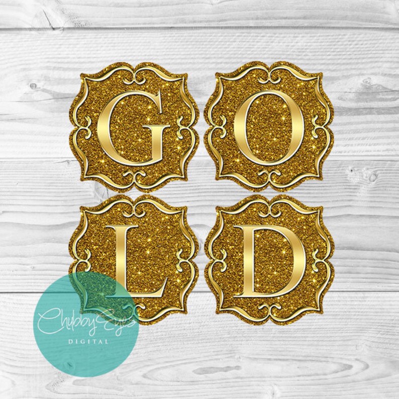Gold Glitter Frame Digital Alphabet Numbers Clip Art Digital - Etsy