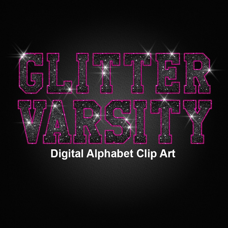 Pink Glitter Varsity Alphabet Clip Art (digital Download) - Etsy