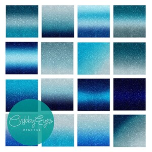Blue Ombre Glitter Digital Papers, Shinny Scrapbook Gradient Digital ...