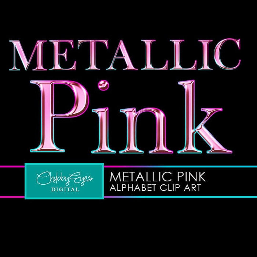 Metallic Pink Digital Alphabet, Numbers and Punctuation Clip Art ...