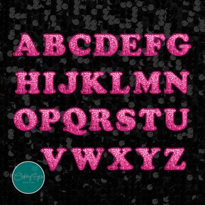 Pink Sequin Alphabet PNG Letters, Faux Embroidery Clip Art, Digital ...