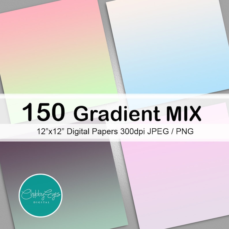 150 Gradient Mix Papers Ombre Color Digital Papers Gradient - Etsy