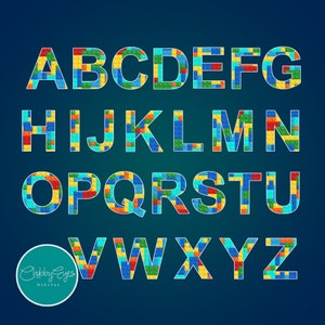 Toy Bricks Alphabet Clip Art Building Blocks Lettering Clip - Etsy