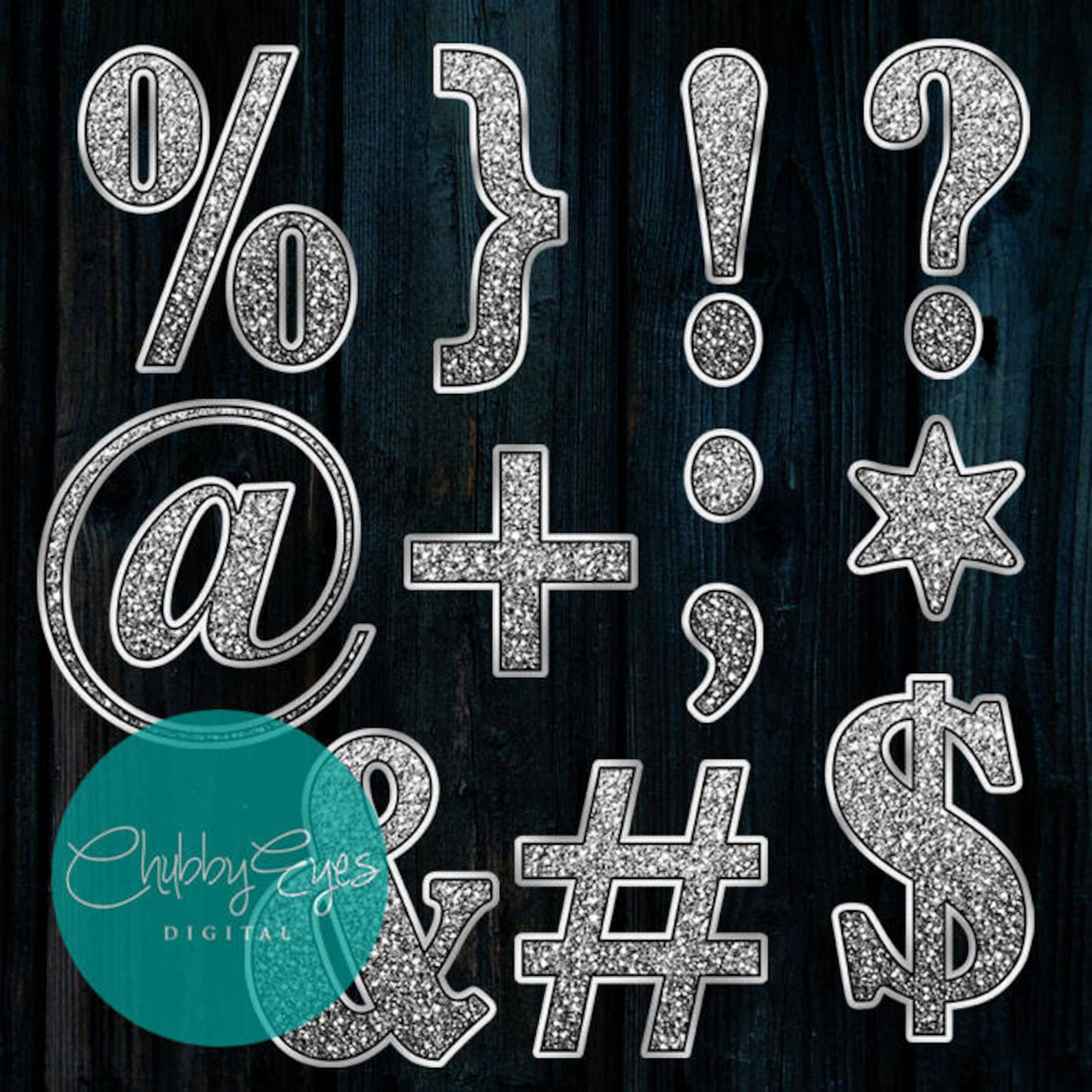 Silver Glitter Alphabet Numbers and Punctuation Clip Art - Etsy