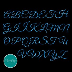 Blue Glitter Alphabet Clip Art, Chunky Glitter Lettering Clip Art ...