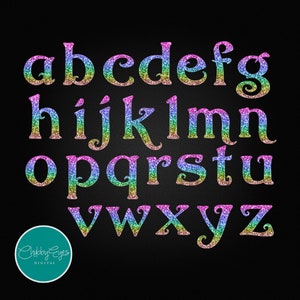 Rainbow Glitter Alphabet Clip Art, Colorful Glam Clip Art- Digital ...